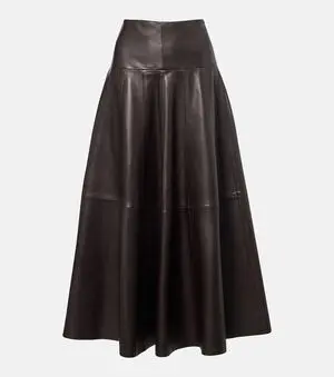 Nour Hammour Daria Leather Midi Skirt