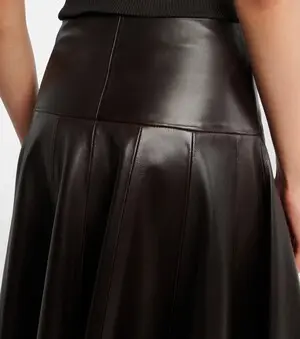 Nour Hammour Daria Leather Midi Skirt