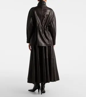 Nour Hammour Daria Leather Midi Skirt