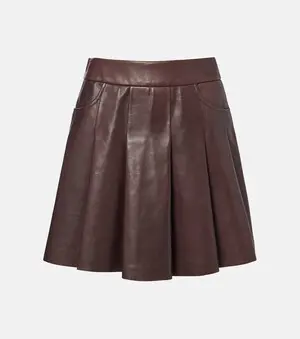 Nour Hammour Pleated Leather Miniskirt