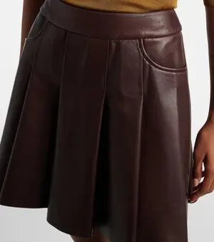 Nour Hammour Pleated Leather Miniskirt