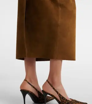 Nour Hammour Suede Midi Skirt - Brown