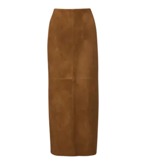 Nour Hammour Suede Midi Skirt - Brown
