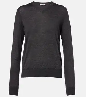 THE ROW Ondre Cashmere And Silk V-neck Sweater - Grey