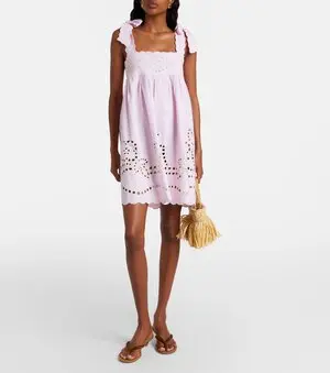 JULIET DUNN Broderie Anglaise Cotton Mini Dress