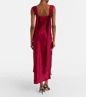 Max Mara Crêpe Satin Maxi Dress - Red