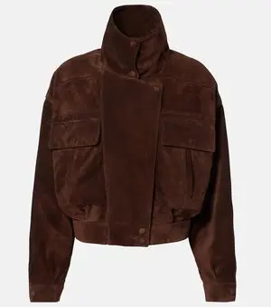 Saint Laurent Suede Belted Jacket - Brown