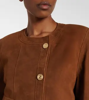 Saint Laurent Suede Belted Jacket - Brown