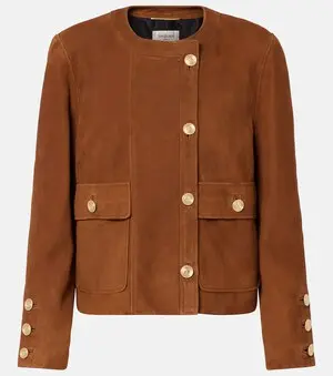 Saint Laurent Suede Belted Jacket - Brown