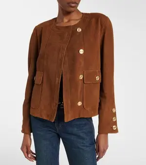 Saint Laurent Suede Belted Jacket - Brown