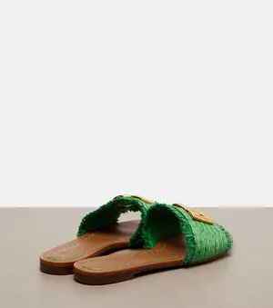 Dolce & Gabbana Raffia Effect Slides - Green