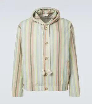 Commas Striped Hooded Hemp And Cotton Jacket - Multicoloured