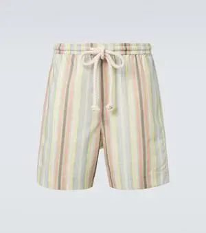 Commas Striped Hemp And Cotton Bermuda Shorts - Multicoloured