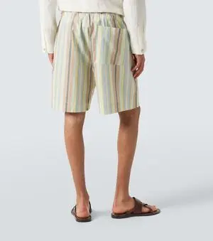 Commas Name Striped Hemp And Cotton Bermuda Shorts