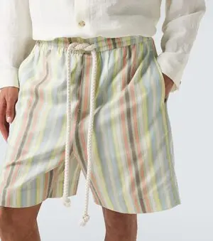 Commas Name Striped Hemp And Cotton Bermuda Shorts