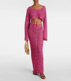 BANANHOT Magen Crochet Maxi Skirt - Pink
