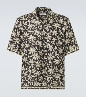 Commas Printed Cotton And Silk Bowling Shirt Black