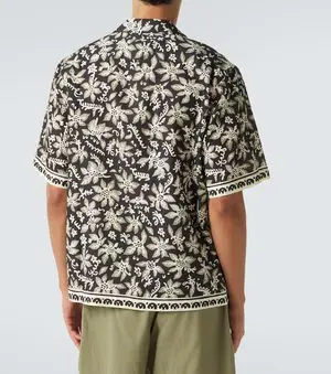 Commas Printed Cotton And Silk Bowling Shirt - Black