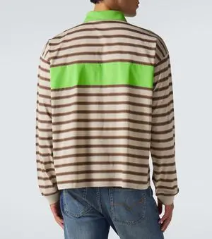 Versace Striped Cotton Jersey Polo Shirt