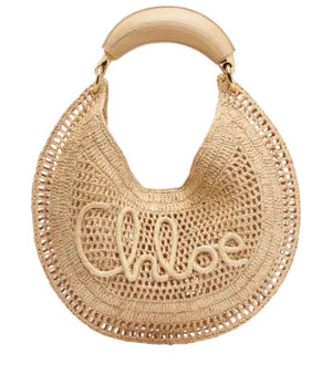 Chloé Chloé Summer Banana Raffia Shoulder Bag Beige