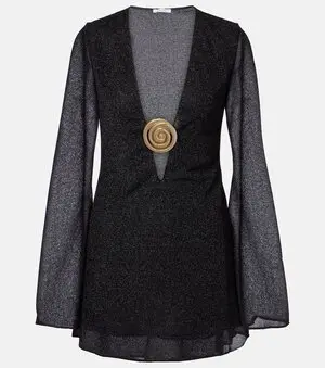 Oseree Lumière Metallic Mini Dress - Black