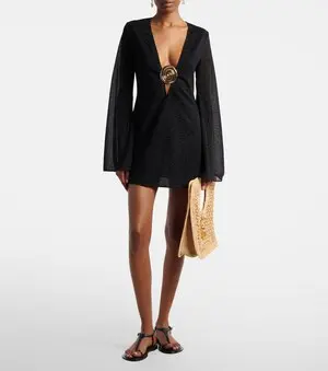 Oseree Lumière Metallic Mini Dress - Black