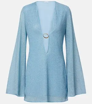 Oseree Lumière Metallic Mini Dress - Blue