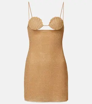 Oseree Lumière Metallic Mini Dress - Gold