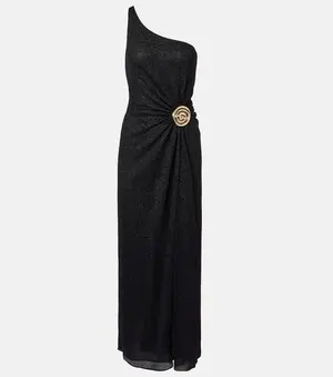 Oseree Lumière Gathered Maxi Dress - Black