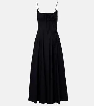 Staud Margi Cotton Poplin Midi Dress - Black