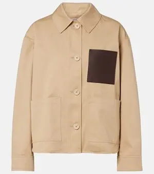 Loewe Leather-trimmed Cotton Jacket - Beige