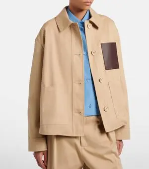 Loewe Leather-trimmed Cotton Jacket - Beige