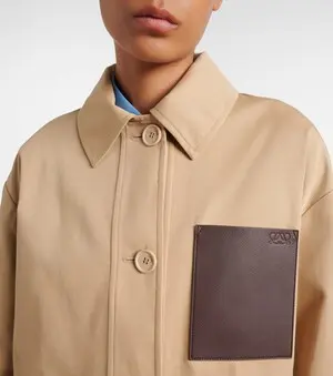 Loewe Leather-trimmed Cotton Jacket - Beige