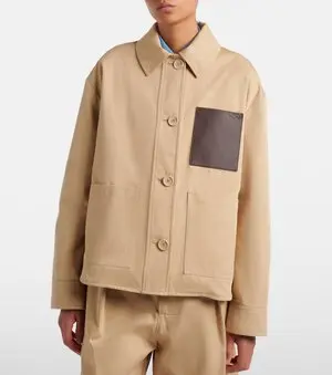 Loewe Leather-trimmed Cotton Jacket - Beige