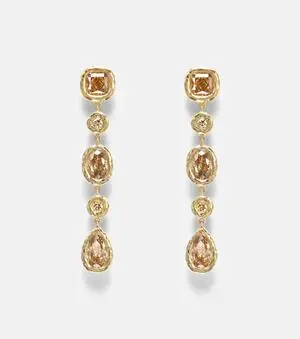 OCTAVIA ELIZABETH Nesting Gem 18kt Yellow Diamond Drop Earrings - Gold