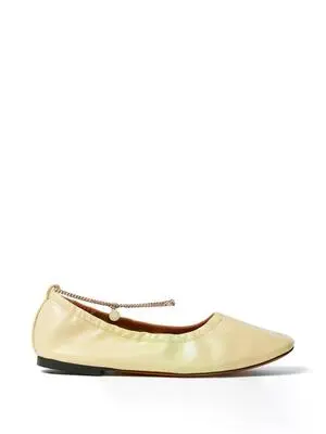 Stella McCartney Chain-embellished Ruched Ballet Flats - Neutrals