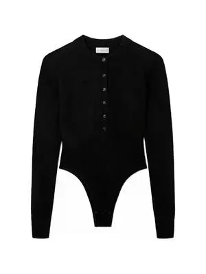 Stella McCartney Wool Knitted Crew Neck Cut-out Detail Long Sleeve Top - Black