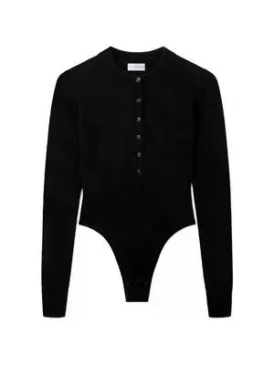 Stella McCartney Wool Knitted Crew Neck Cut-out Detail Long Sleeve Top - Black