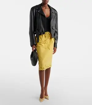 Amina Muaddi Anok Leather-trimmed Lace Slingback Pumps