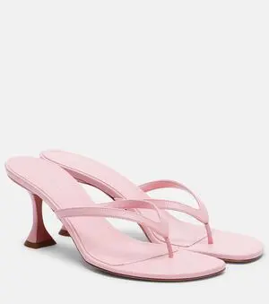Amina Muaddi Juliette Leather Thong Sandals - Pink