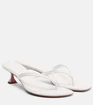 Amina Muaddi Juliette Leather Thong Sandals - White