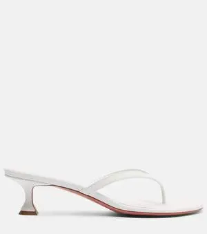 Amina Muaddi Juliette Leather Thong Sandals - White