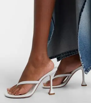 Amina Muaddi Juliette Leather Thong Sandals - White