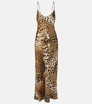 Roberto Cavalli Printed Silk Satin Maxi Dress - Multicoloured