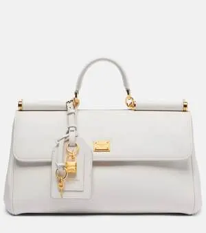 Dolce & Gabbana Sicily Medium Leather Top-handle Bag - White