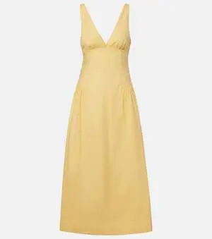 Posse Lindie Cotton Poplin Midi Dress - Yellow
