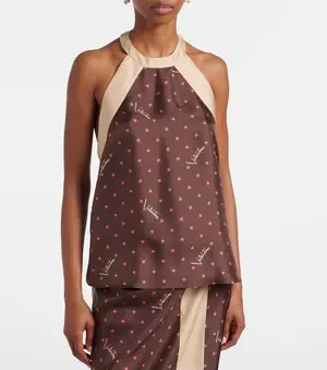 Valentino Garavani Printed Silk Twill Halterneck Top