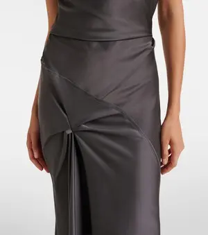 Victoria Beckham Posy Draped Gathered Crêpe Satin Gown - Grey