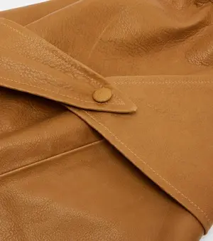 Nour Hammour Draped Leather Hood - Brown