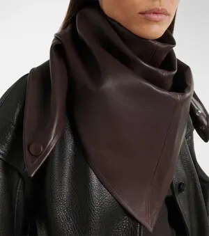 Nour Hammour Draped Leather Hood - Brown